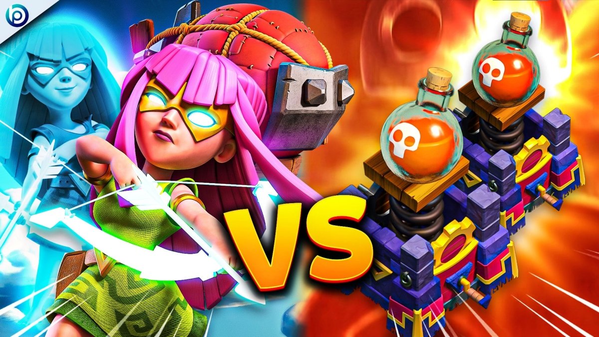 Super Archer Blimp against Poison Towers ️ Blueprint CoC